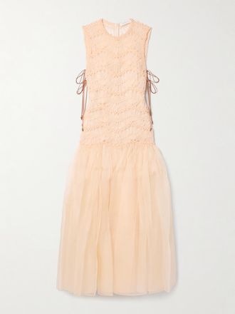 Zimmermann Robe Du Soir En Organza De Soie Fronc&eacute; &Agrave; Finitions En Tulle Et En Macram&eacute; Illuminate - Orange