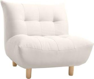 Miliboo Fauteuil scandinave en Tissu Beige et Bois Clair Yumi
