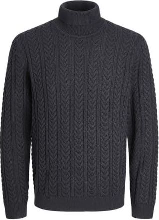 Jack & Jones Jprblusean Knit Cable Roll Neck, Bleu Marine, M Homme