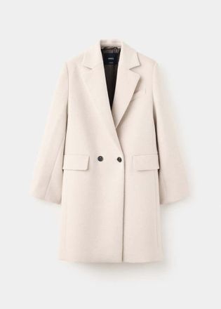 Mango Manteau en laine &agrave; double boutonnage gris clair/pastel - Femme - XXS - MANGO