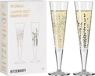 Ritzenhoff Ritzenhoff 6031005 Champagnerglas 200 ml - Serie Goldnacht Duett - 2x Designerst&uuml;ck mit Echt-Gold - Made in Germany