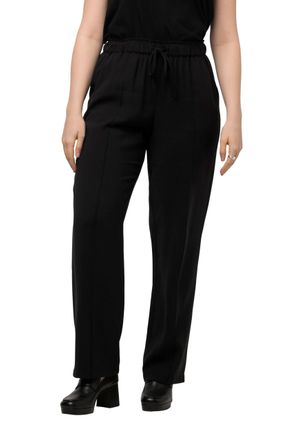 Ulla Popken Damen Creased Slip-On Pants Hose, schwarz, 46