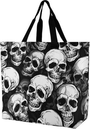 Generic Motif De Cr&acirc;nes Noirs Et Blancs Sac A Main Femmes L&eacute;ger Tote Bag Grand Sac A Main Femme Pour Gym Travail Voyage