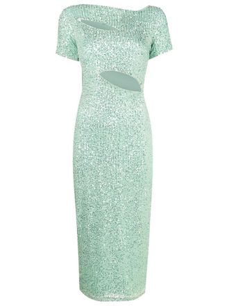 Gloria Coelho robe brodée de sequins à découpes - Vert