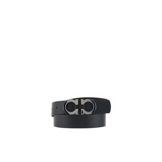 Ferragamo Homme, Accessoires, Noir, Taille: 95 CM Reversible Leather Belt with Gancio Buckle
