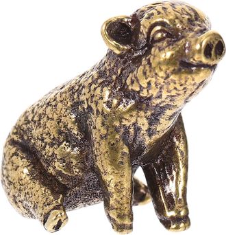 DOITOOL Vintage Messing Schweinchen Figurine Handgefertigte Kleine Piggy Statue Glatte Oberfl&auml;che Langlebige Heimdekoration Gl&uuml;cksbringer f&uuml;r B&uuml;ro und Wohnzim