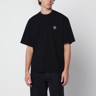 Stone Island Black short-sleeved T-shirt in cotton jersey