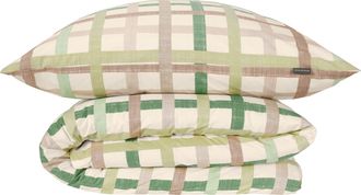 Schiesser Bettwäscheset Luiza | 2-teilig | Kariert | Renforcé | 100% Baumwolle | Oeko-Tex Zertifiziert | Reißverschluss | 135x200cm + 80x80cm | Grün