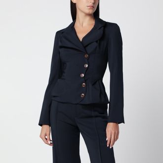 Vivienne Westwood Navyblaue Drunken Jacke aus Wolle
