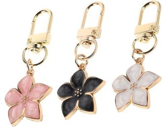Supvox Lot de 3 Porte-Cl&eacute;s D&eacute;coratifs en Alliage de Zinc Pendentifs Fleurs Accessoires &Eacute;l&eacute;gants pour Paquet &agrave; Main Paquet &agrave; Dos et Cartable Femme Breloques C