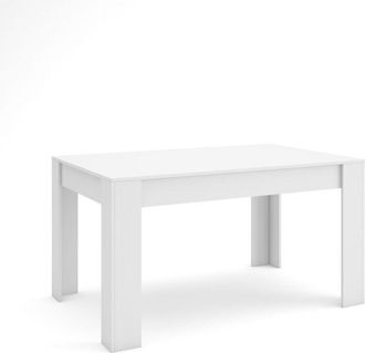 Skraut Home Skraut Home - Esszimmertisch, K&uuml;chentisch, Esstisch, 140x90x76 cm, F&uuml;r 6 G&auml;ste, Stubentisch, Moderner Stil, Wei&szlig;