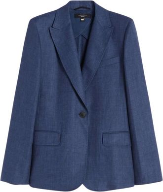 Max Mara Femme, Vestes, Bleu, Taille: 40 FR Blazer en toile de lin