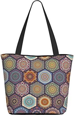 AOOEDM Sac &agrave; provisions pour femme motif mandalas color&eacute;s 33 x 27,9 x 17,8 cm. Le cadeau parfait pour la Saint-Valentin. Cest de la Saint-Valentin pour maman