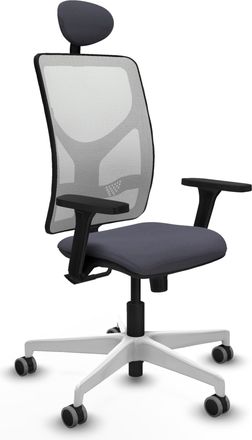 Piqueras y Crespo B&uuml;rostuhl mit 3D-Armlehnen, h&ouml;henverstellbarer Lendenwirbelst&uuml;tze und festem Kopfteil, ausgestattet mit Sincro 3 Positionen und Schneideschaum, Wei&szlig;/D