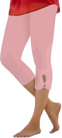 Generic Legging capri habill&eacute; d&eacute;contract&eacute; d&eacute;t&eacute; longueur genou pantalon court tendance l&eacute;ger v&ecirc;tements pour femme, rose clair, 4XL