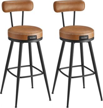Vasagle Vasagle - Tabouret de Bar, Lot de 4, Chaise de Cuisine, Si&egrave;ge Rembourr&eacute;, pu avec Coutures, Style Moderne Mi-si&egrave;cle, Hauteur 76 cm, pour Cuisine, Bar