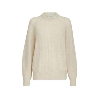 Brunello Cucinelli Mohair, Cotton And Wool Diamond Yarn English Rib Sweater