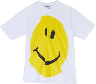 Moschino Femme, Tops, Blanc, Taille: 40 FR Tshirt Smile Asimmetrica