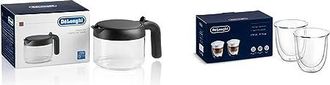 DeLonghi Pot à Café, Cafetière en Verre pour Machines à Café en Grains, avec Couvercle & Verre isotherme pour cappuccino à double paroi DeLonghi DLSC311