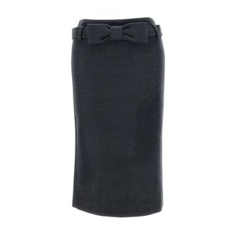 Shushu/Tong Gerader Wollrock mit Schleife - - Skirts - Damen - Grau - S