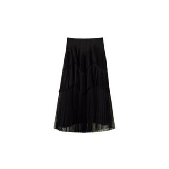 Twinset Langer T&uuml;llrock mit Spitzen-Details - - Skirts - Damen - Schwarzk - L