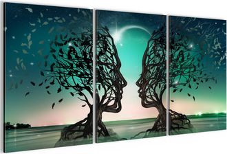 Runa Art Bilder Liebespaar 3 Teilig Bild auf Vlies Leinwand Deko Wohnzimmer Schlafzimmer Abstrakt Baum Türkis 044836a