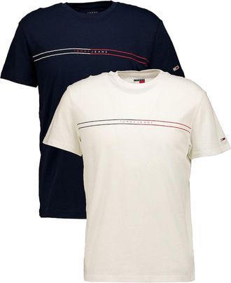 Tommy Jeans Herren TJM SLM Entry Grphc EXT 2 Pck Dm0dm21902 S/S T-Shirt, Multi (Dark Night Navy/Ecru), XXL EU