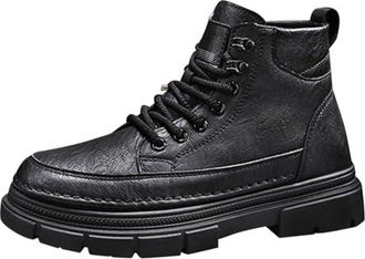 Generic Bottines Homme à Lacets en Cuir Plates Bottes Courtes Rétro Tendance Semelle Antidérapante Légères Confortables Chaussures Montantes De Marche Décontr