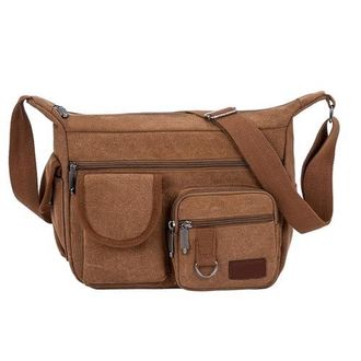 Generic Sac &agrave; dos en toile pour homme - Grande capacit&eacute; - Sac &agrave; dos d&eacute;contract&eacute; et sac &agrave; bandouli&egrave;re pour un usage quotidien, Kakis, Taille unique, Style uniq