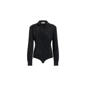 Alberta Ferretti Femme, Tops, Gris, Taille: 38 FR Body en velours stretch drap&eacute;