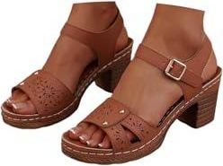 Generic Sandales &agrave; talons bas larges, chaussures d&eacute;t&eacute; pour femme, sandales orthop&eacute;diques &agrave; talon bas pour femme, sandales orthop&eacute;diques pour femme, sandales &agrave;