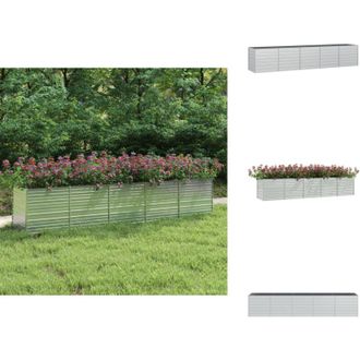 vidaXL Vidaxl - Lit sur&eacute;lev&eacute; de jardin 400x80x77 cm Acier galvanis&eacute; Argent&eacute; - Jardini&egrave;re M&eacute;tallique - Pot De Fleurs Ext&eacute;rieur - Bac De Culture - Lit