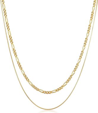 Kuzzoi Halsketten - Halskette Herren Ketten Set Figaro Venezia 925 Sil - Gr. unisize - in Gold - für Damen