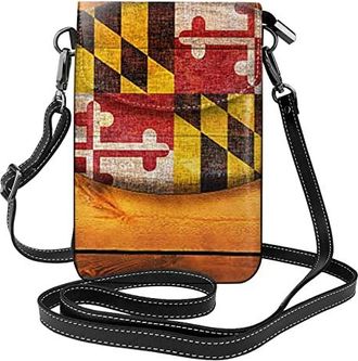 IUBBKI Porte-monnaie pour téléphone portable avec drapeau du Maryland - Petit portefeuille en cuir à bandoulière pour femmes Sac à bandoulière pour carte de 