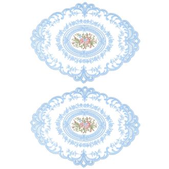 Amosfun Spitzen-Tischsets 2 St&uuml;ck 17X11 Zoll Gestickte Spitzenuntersetzer Retro Design Tischdeko F&uuml;r K&uuml;che Hochzeit Und Festliche Anl&auml;sse