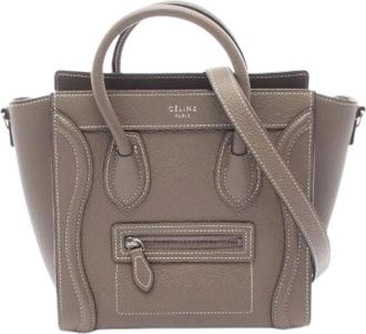 Celine Pre-owned Luggage Nano Shopper Leather Handbag - Femme - Pre-owned - Brun - Taille: ONE Size
