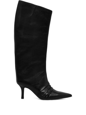 Patrizia Pepe bottines en daim &agrave; bout pointu 70 mm - Noir
