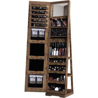 Need Need - Armoire &agrave; bijoux avec miroir &agrave; pied de pleine longueur - MDF durable - &Eacute;tag&egrave;res arri&egrave;re pour colliers et bracelets - Rotatif pour un acc&egrave;s
