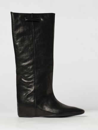 Paloma Barcel&oacute; Bottes hautes Judith en cuir nappa avec bout carr&eacute; et talon compens&eacute;