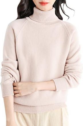 Generic Pull &agrave; col roul&eacute; pour femme - Couleur unie - Manches longues - Doux au toucher - Pull confortable - Automne et hiver - Tunique ample et d&eacute;contract&eacute;e -