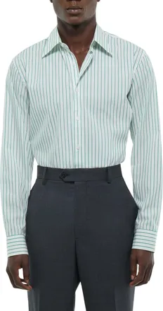 Fursac Chemise &agrave; col hirondelle en coton ray&eacute; - Taille 37 - Homme