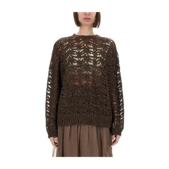 Brunello Cucinelli Pullover mit Paillettenverzierung - - Knitwear - Damen - Braun - L