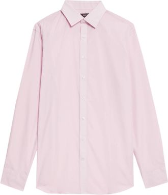 Marks and Spencer B&uuml;gelleichtes Hemd In Normaler Passform Aus Baumwollmischgewebe Herren Rosa 39/40 cm (UK 15.5In)