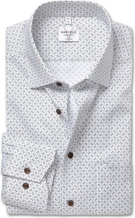 Marvelis Herren Businesshemd Langarm 722584,Rotationsdruck,Modern Fit,New Kent,Natur 22,41