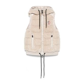 Moncler Beige Gesteppte Weste mit Shearling - - Jackets - Damen - Beige - M