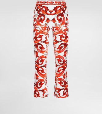 Dolce & Gabbana Hose Aus Charmeuse Mit Majolika-print - Frau Hosen Und Shorts Mehrfarbig 38