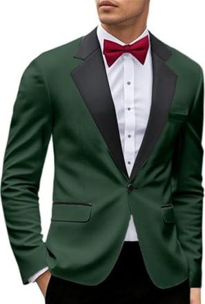 Generic Veste pour homme coupe ajust&eacute;e avec revers contrast&eacute;s - Blazer &eacute;l&eacute;gant pour mariage, carnaval, f&ecirc;te - Veste de costume pour homme &agrave; un bouton festif p