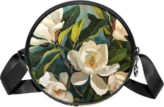 Generic Circle Sac &agrave; bandouli&egrave;re pour femme, petit sac &agrave; bandouli&egrave;re blanc avec fermeture &eacute;clair, bretelles r&eacute;glables, sac &agrave; main rond d&eacute;contract&eacute; pour femmes