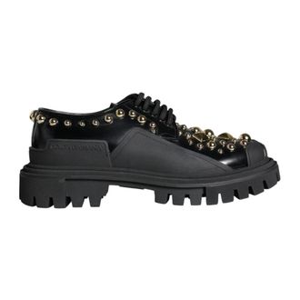 Dolce & Gabbana Schwarze Leder Trekking Derby Schuhe - - Shoes - Damen - Schwarzk - 35 1/2 EU