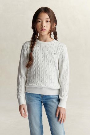 GANT Teenager Teen Girls Pullover mit Zopfmuster (122/128) Wei&szlig;